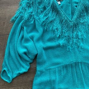 Sybil | Tops | Vintage Sybil Turquoise Fringe Boho Top | Poshmark